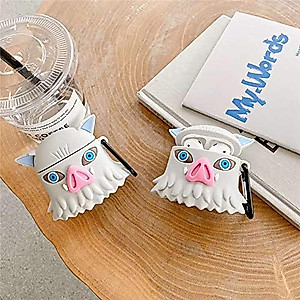 VARWANEO Japan Anime 3D Demon Slayer Hashibira Inosuke Kamado Tanjirou Bluetooth Wireless Earphone Case for Apple AirPods 1 2 pro airpods Accessories (for AirPods Pro,Hashibira)