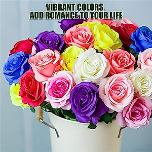 RETON 10 Pcs Artificial Silk Rose Flower, Realistic Roses Fake Flowers for DIY Wedding Bouquets Centerpieces Party Garden Home Floral Arrangement Decoration - 50cm (Multicolor)
