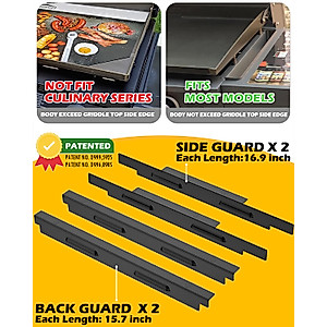 Wind Guards for Blackstone 36'' Griddle, Blackstone Griddle Accessories, Protect Flame, Hold Heat, Save Gas, Fit with Side Shelf, Lid and Rear Grease Cup, Heat Shield for Side Table, Magnetic, Black