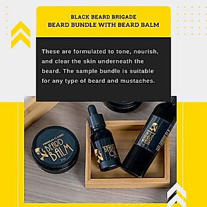 Yulaw Naturals Black Beard Brigade Premium Classic Beard Kit Combo with Balm - All Natural Ingredients - Softens & Strengthens Beard Hair & Skin - Beard Care Kit for Men