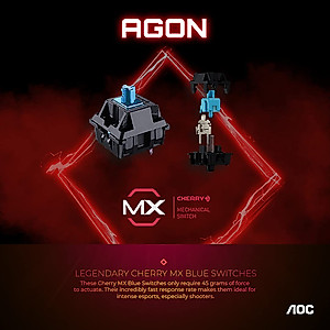 Agon Tournament-Grade RGB Gaming USB 2.0 Type-A Mechanical Keyboard, Cherry MX Blue Switches, NKRO, Dedicated Macro & Multimedia Buttons, Light FX Sync, G-Tools Software (AGK700)