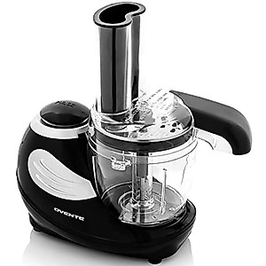OVENTE Mini Electric Food Processor and Salad Vegetable Shake Mixer 1.5 Cup With Stainless Steel Blades Grater Slicer Chopper Juicer blenders and Emulsify Accessories Black PF1007B