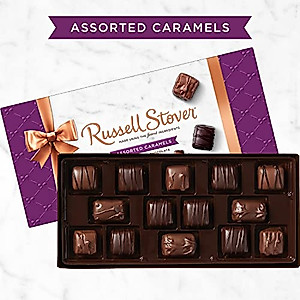 Russell Stover, Assorted Caramels in Milk and Dark Chocolate, Chocolate Gift Box, 9 Ounce