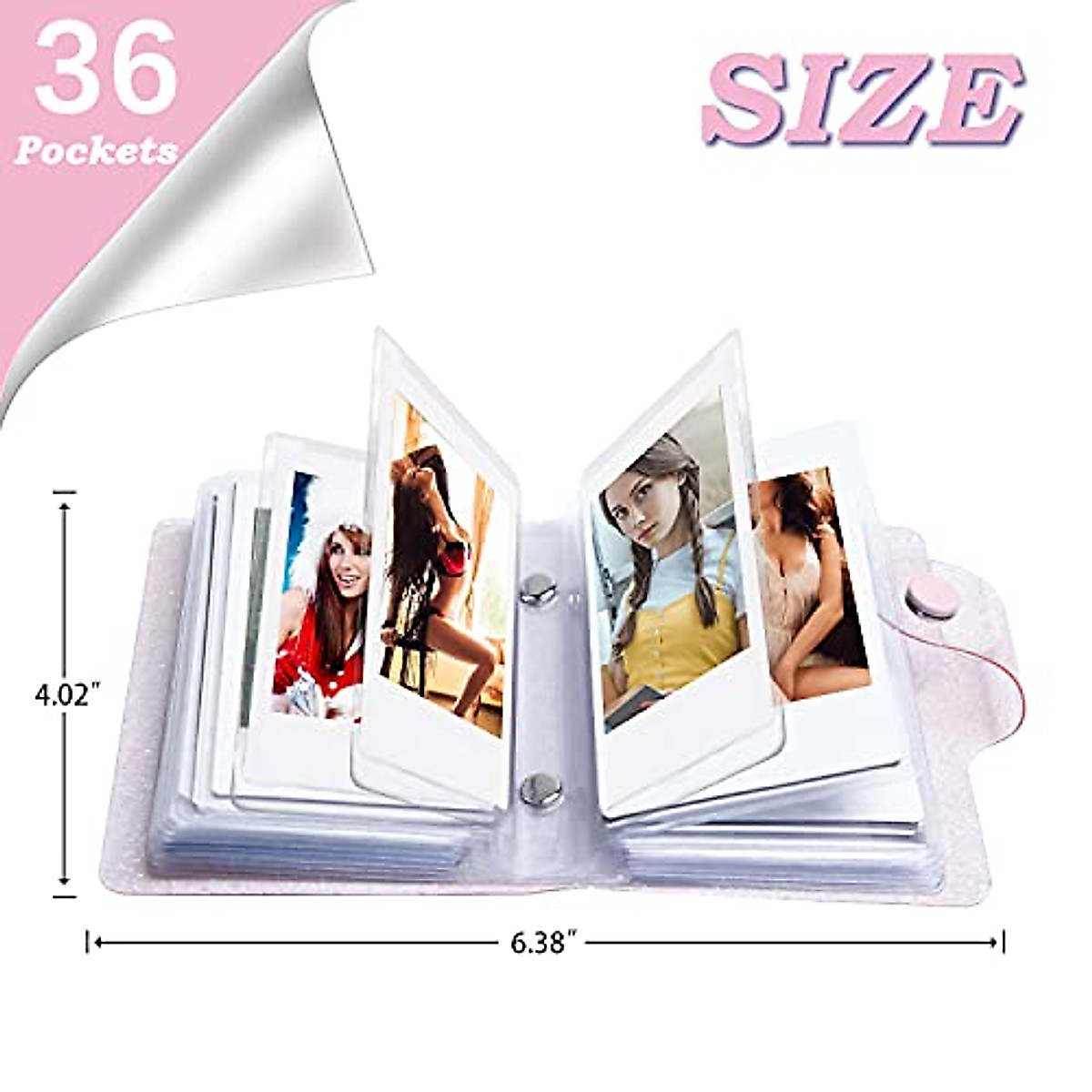 2Packs 36 Pockets 2x3 Photo Album for Fujifilm Instax Mini Camera, Polaroid Snap, Z2300, SocialMatic Instant Cameras & Zip Instant Printer (pink)