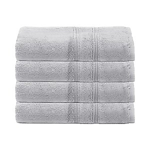 Mosobam 700 GSM Hotel Luxury Bamboo Viscose-Cotton, Hand Towels 16X30, Set of 4, Light Grey, Turkish Hand Towels, Gray