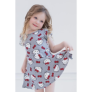 Hello Kitty Little Girls French Terry Short Sleeve Dress Grey 6-6X