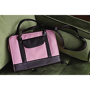 Bible Study Organizer for Women, Bible Bag, Zippered, Shoulder Strap, Detatchable Bible Case, Nylon, Leather Look Accents, Pink, Large