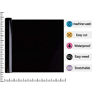 Frisco Craft HTV Vinyl Rolls - Heat Transfer Vinyl for Custom Prints - 12" x 20ft Black Matte HTV Roll - Iron on Vinyl for All Cutter Machine - PU HTV Heat Transfer Vinyl - DIY Heat Vinyl (Black)