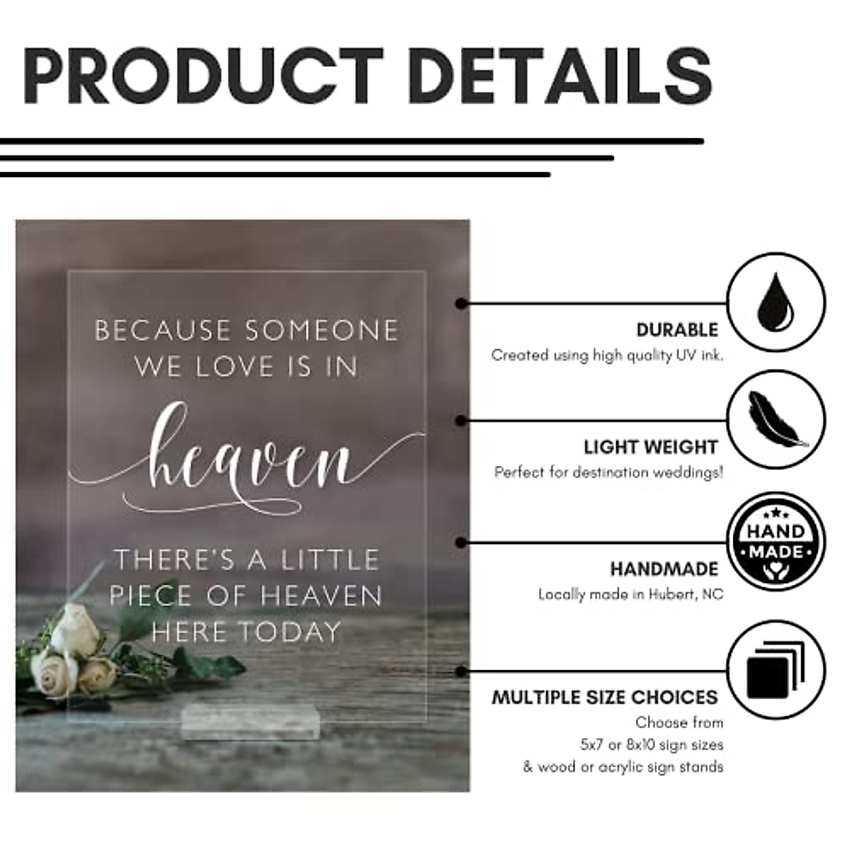 Memory Table Acrylic 8x10 Sign with Stand for Weddings | In Loving Memory Sign for Special Event on Acrylic | Lucite Table Memorial Sign (8X10, Clear Acrylic Stand)