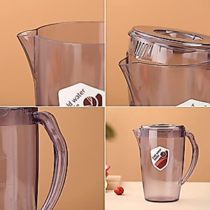 HOMQUEN Plastic Pitcher, 60 Oz/1.8L Water Pitcher with Lid, Iced Tea Pitcher, Water Carafe, Jar Pitcher, Water Jug with Handle for Tea, Juices, Milk, Cold or Hot Beverages (1 Pack/Gray)