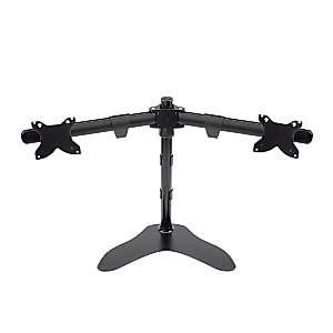 Monoprice Dual Monitor Free Standing Adjustable Desk Mount - for Monitors 15~30in, Up to 100 x 100 VESA, Black