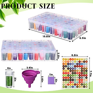 Willinglong 1 Pack Diamond Art Storage Containers Set, Grids Bead Organizer Box with Diamond Painting Accessories Labels for Diamond Art DIY Dot Craft Bead Jewelry Storage