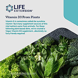 Life Extension Vegan Vitamin D3, Joint/Bone Health, Immune Support, Non-GMO, Gluten Free, 60 Count