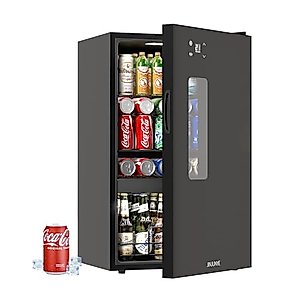JINJUNYE Beverage Refrigerator and Cooler, 115 Can Beverage Fridge, Cools to 21°F, Mini Fridge Freestanding Beverage for Beverage, Beer Wine, Juice, for Bedroom Bar Office 3 Cu.ft