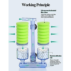 UPETTOOLS Aquarium Biochemical Sponge Filter, Ultra Quite Aquarium Air Pump Double Head Bio Sponge Fish Tank Foam Filter