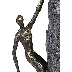Deco 79 Polystone People Decorative Sculpture Climbing Home Decor Statue, Accent Figurine 6" x 5" x 19", Bronze