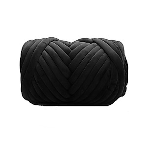 Velvet Giant Arm Knitting Yarn, Super Soft Tubular Weight Jumbo Yarn for DIY Crochet Hand Knitting, Blanket, Pet Bed, Rugs, Pillow, Handbag (2.2lb-Black)