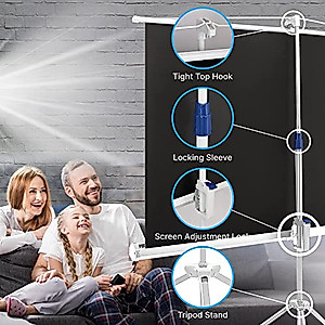 Pyle Upgraded Pyle 84" Projector Screen with Floor Standing Portable Fold-Out Roll-Up Tripod Manual,Mobile Movie Screen, Home Theater Cinema Wedding Party Office Presentation,Quick Assembly (PRJTP84)