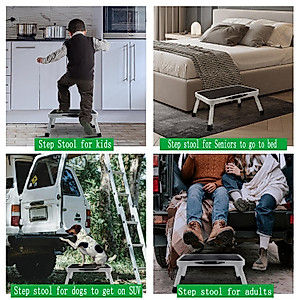 Folding Step Stool, Height-Adjustable Step Stool with Anti-Slip Platform and Rubber feet,Step Ladder for Adults,Kids,and Seniors,Solid and Stable,350 Ibs Capacity,for Home,Office,RV and More Use