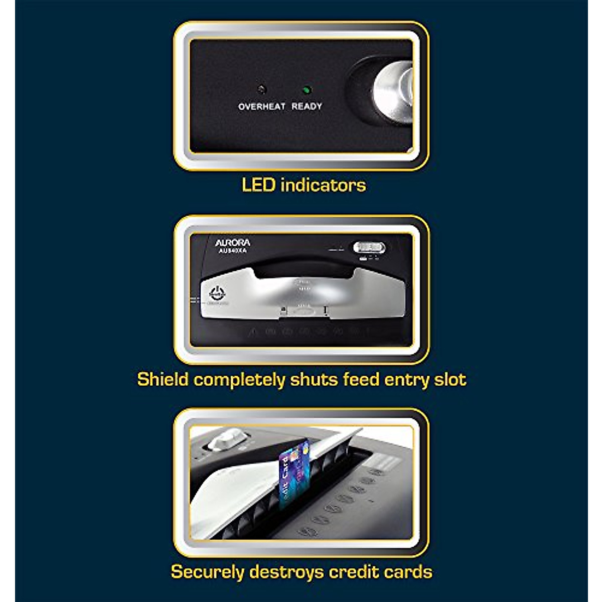 Aurora AU840XA Professional 8 Sheet Cross-Cut Shredder with Pullout Basket