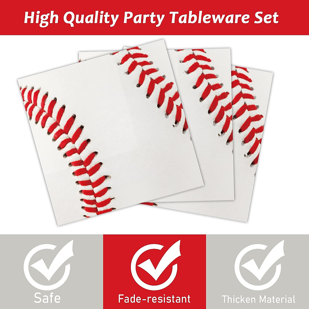 gisgfim 96 Pcs Baseball Party Supplies Bundle Paper Plates Napkins Baseballs Party Birthday Decorations Favors For Girls Serves 24