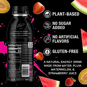 Pure Fuel All Natural Healthy Energy Drink Watermelon Blast – Plant-Based Sports Drink & Pre Workout – No Sucralose – 180mg Natural Caffeine – 12pk x 16.9 fl oz