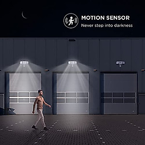 Home Zone Security Smart SMD LED Outdoor Flood Light, 3500LM, 3000-5000K Adjustable Color Temperature, Long & Wide 70’ x 240° Motion Sensor Detection, WiFi, Works w/Alexa & Google, Aluminum Heads