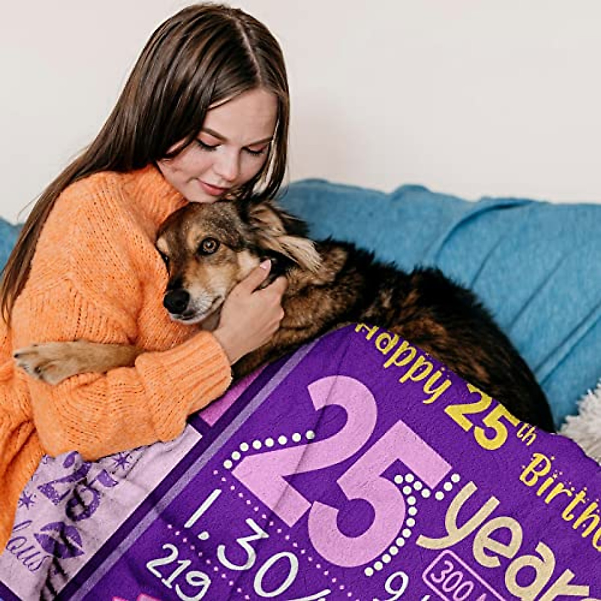 Jnufoju 25th Birthday Gifts for Women - 25th Birthday Decorations for Women - 25th Birthday Gift Flannel Throw Blanket 60 x 50 Inch - Best Gifts for 25 Year Old Woman - Gift for 25 Year Old Female