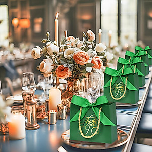 DECHISY 50Pack Small Thank You Bags with Handle Bulk,5.5x2.5x4.7Inch Thank You Gift Bags,Green Gift Bags with Handles,Party Favor Bags for Bridal Shower,Birthday Party,Baby Shower,Wedding