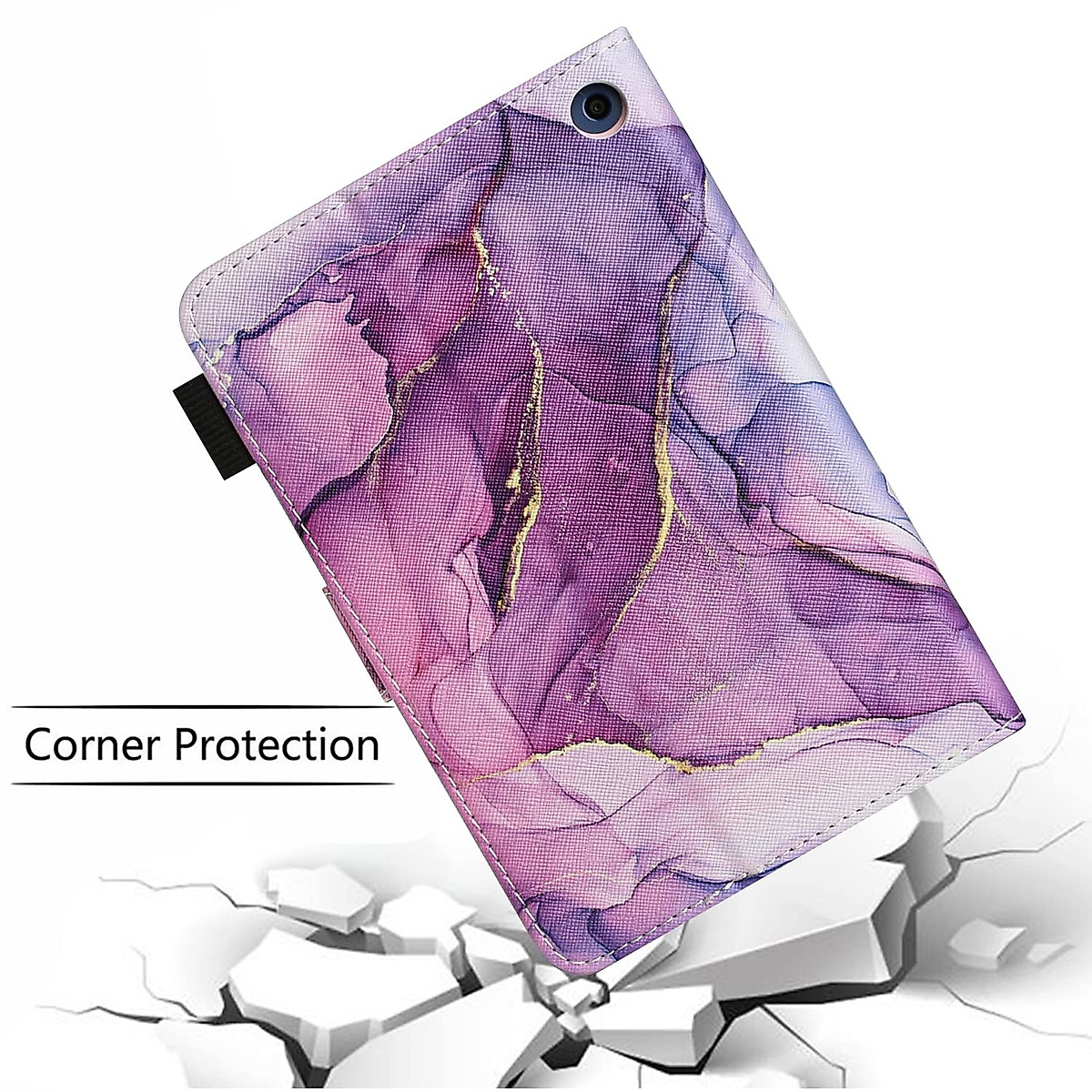 AKHIOK Case for All-New Amazon Fire 7 Tablet (Only fit 12th Generation, 2022 Release), Fire 7 Tablet Case, Premium PU Leather Stand Cover with Smart Auto Wake/Sleep, Purple Marble