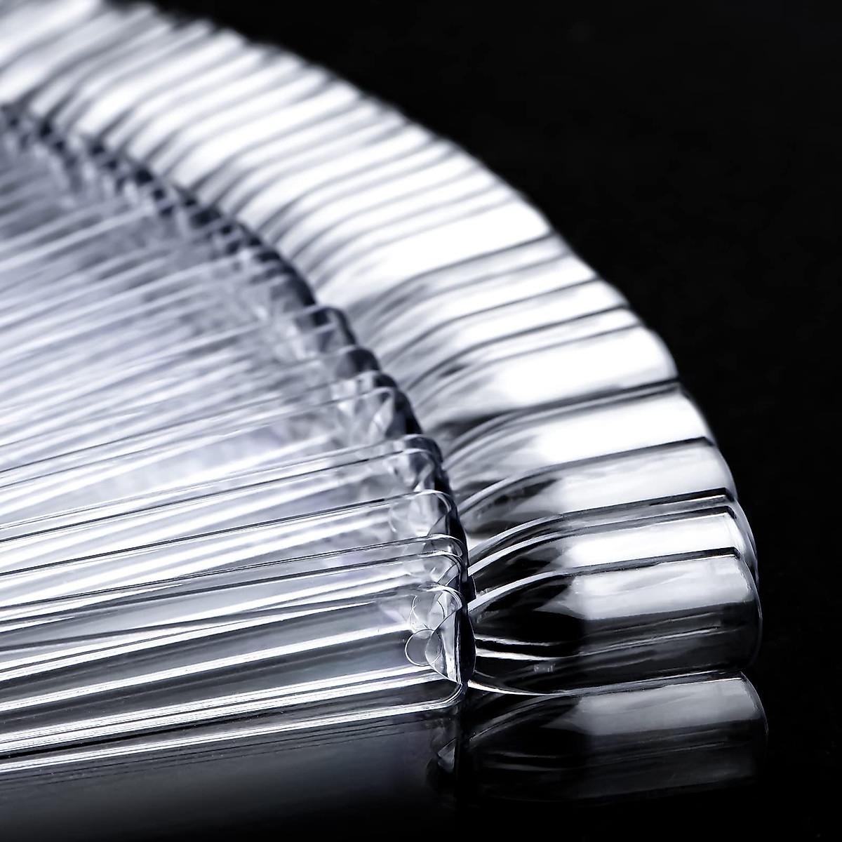 AZUREBEAUTY 50 Pcs Nail Color Sticks with Ring, Clear Fan Shape Nail Art Polish Display Tips, False Nail Sample Sticks, Nail Practice Color Display, Transparent nail Practice-Tips for Manicure