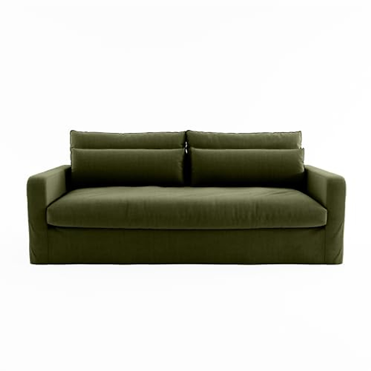 SILKIR Living Room Down Filled Couch with Lumbar Pillows Comfy Apartment,Bedroom,Office Sofas, 80 Inch, Olive Green