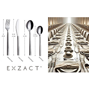 Exzact Silverware 24pcs Flatware Forged Stainless Steel - 6 x Forks, 6 x Table Knives, 6 x Tablespoons, 6 x Teaspoons - Service for 6 (24 pcs Hand Forged)