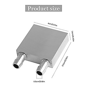 40 * 40mm Aluminum Water Cooling Block for Liquid Water Cooler Silver Heat Sink System for CPU Radiator Heatsink (2 Pack)