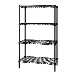 Quantum Storage Systems WR63-1836BK Starter Kit for 63" Height 4-Tier Wire Shelving Unit, Black Finish, 18" Width x 36" Length x 63" Height