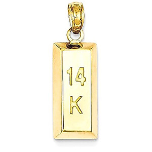 IceCarats 14K Yellow Gold Bar Necklace Charm Pendant Only
