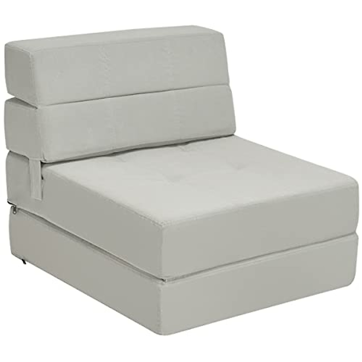 COSTWAY Triple Fold Down Sofa Bed, 3-in-1 Fold Floor Couch Lounge Sleeper with Thick Cushion, Flock Fabric, Convertible Design, Portable Single Guest Bed Mattress for Living Room Bedroom (Grey)