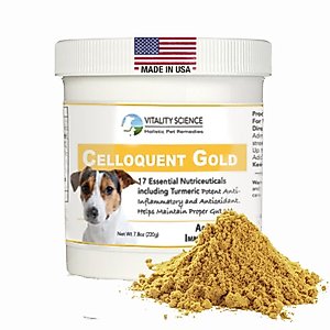 Vitality Science Celloquent Gold for Dogs | Holistic Advanced Immune Support Supplement | 17 Proven Ingredients | Auto Immune, Vomiting and Diarrhea, Depression (60g)