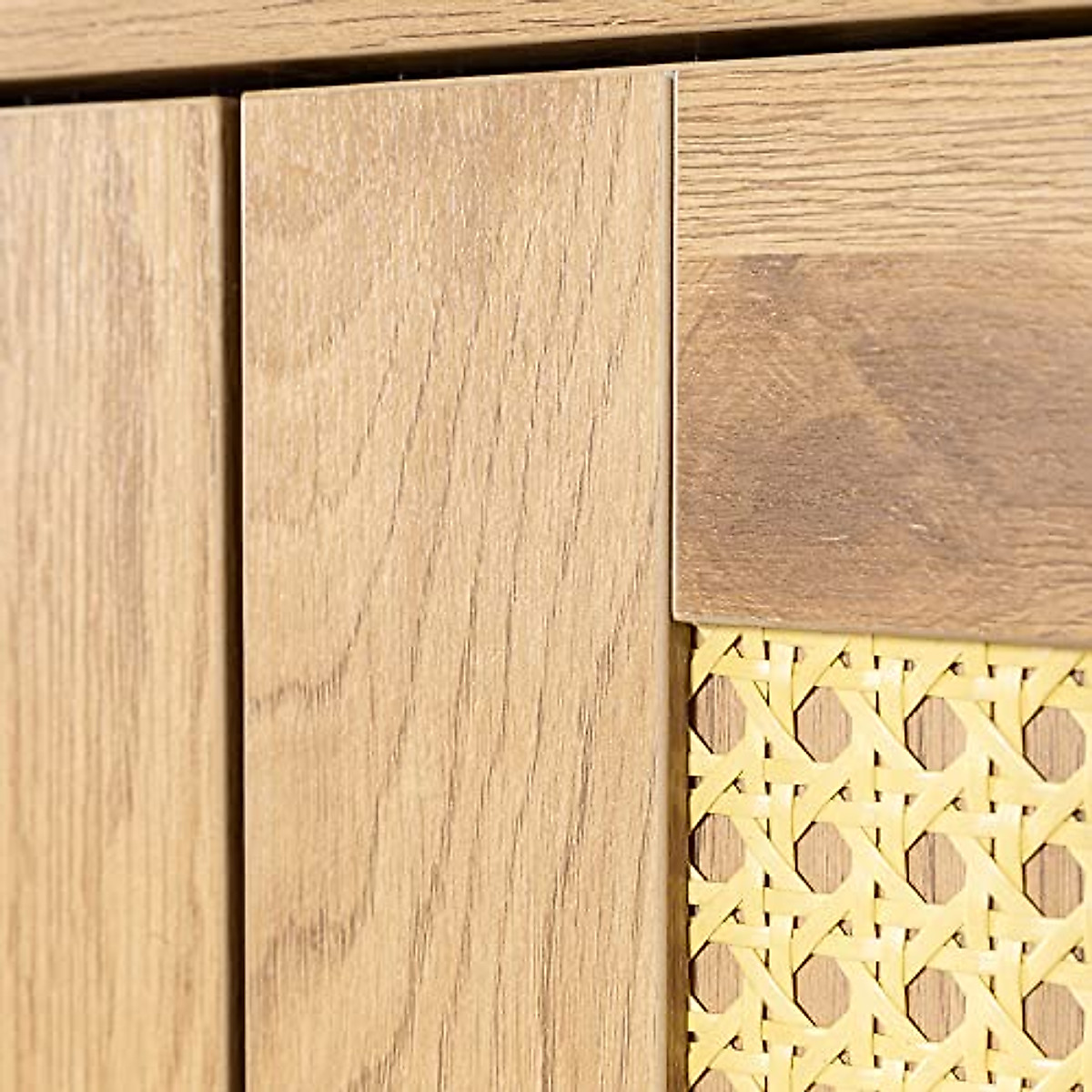 Merax Storage 2-Door Rattan Sideboard for Dining Room, 63 inch, Wicker High Cabinet