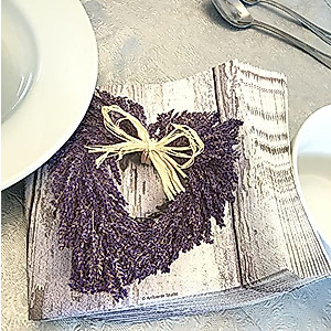 AVEVER 20-ct Heart of Lavender Napkins Floral Decorative Paper Decoupage Mother's Day Rustic Cocktail Dinner Napkins, White, pink, green, 6.5x6.5x1 inch