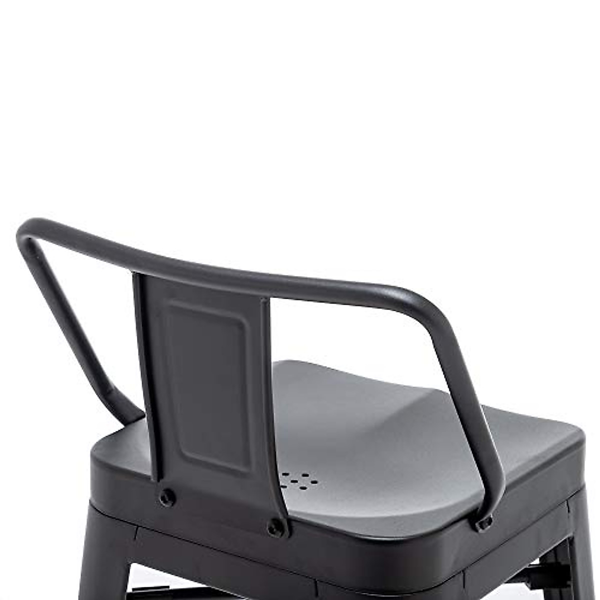 Alunaune 26" Metal Bar Stools Set of 4 Counter Height Barstools Industrial Counter Stool Kitchen Bar Chairs Indoor Outdoor-Low Back, Black