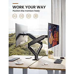 Ergear Dual Monitor Stand Mount, Ultrawide 13-35 Inch Height Adjustable Computer Screen Gas Spring Monitor Arm Desk Mount Full Motion, Each Arm Holds up to 26.4lbs