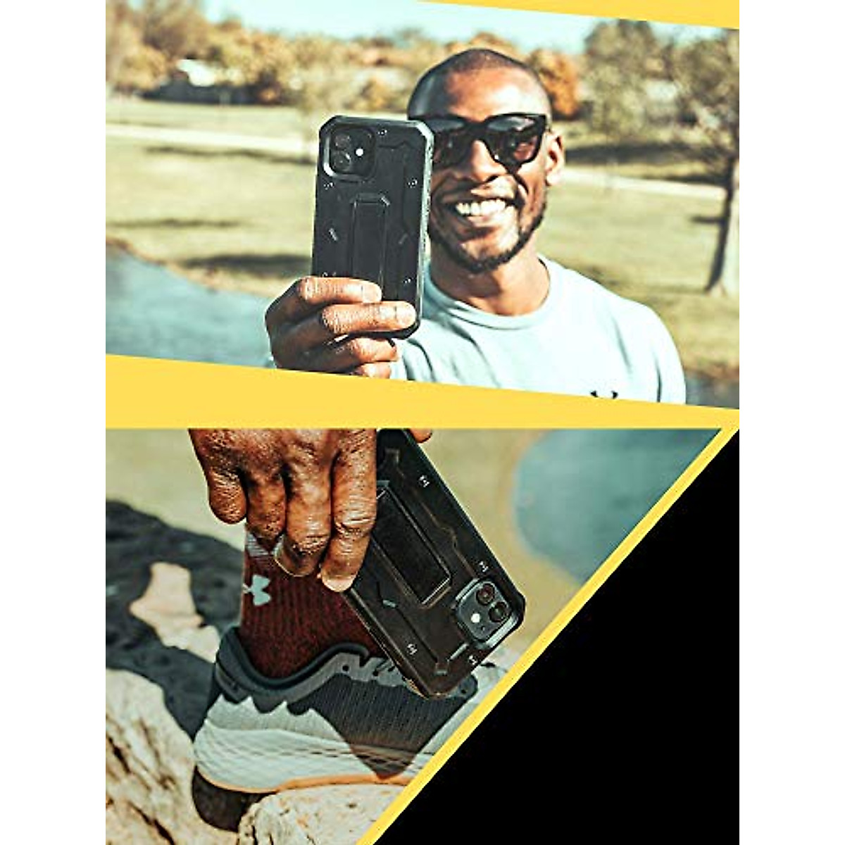 ArmadilloTek Vanguard Designed for iPhone 12 / iPhone 12 Pro Case (6.1 inches) Military Grade Full-Body Rugged with Built-in Screen Protector and Kickstand - Black