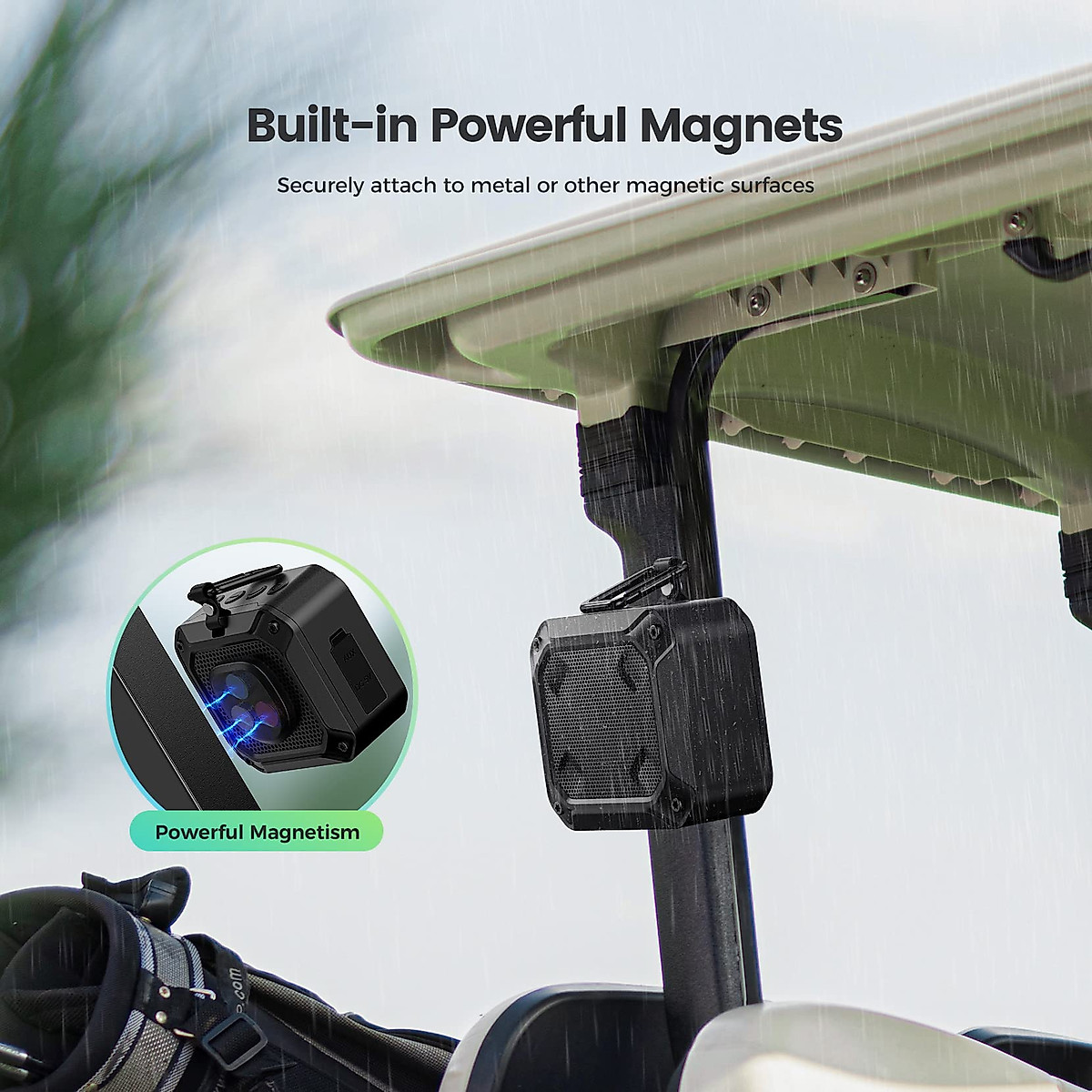 CHIFENCHY 2 Packs Golf Speaker with Magnetic, Portable Loud Stereo Sound for Golf Cart 24H Playtime, TWS Pairing, Golf Gifts for Men, Rugged Outdoor/Shockproof/Waterproof Wireless Speaker