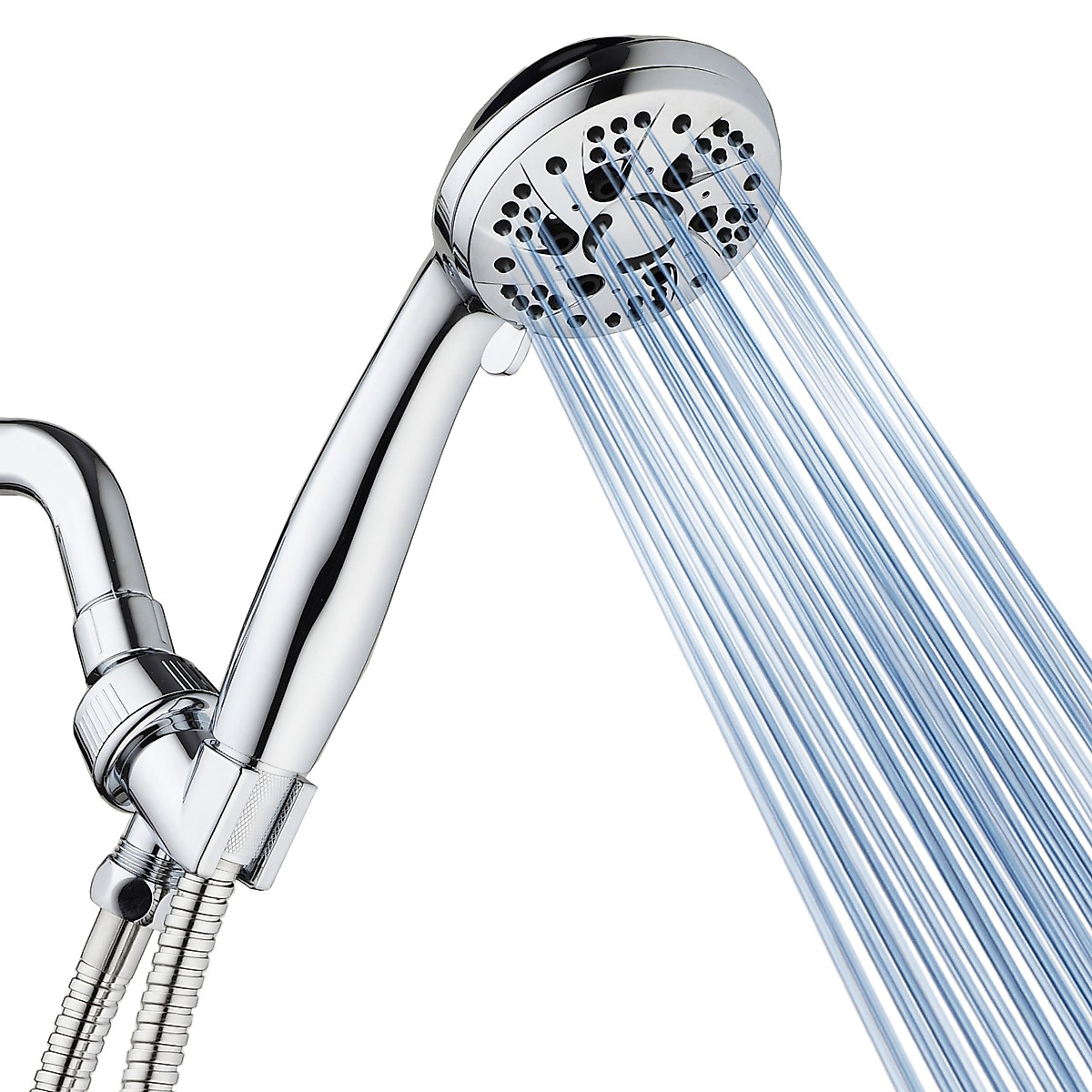 AquaDance High Pressure 6-Setting 3.5" Chrome Face Handheld Shower with Hose for the Ultimate Shower Experience! Officially Independently Tested to Meet Strict US Quality & Performance Standards!