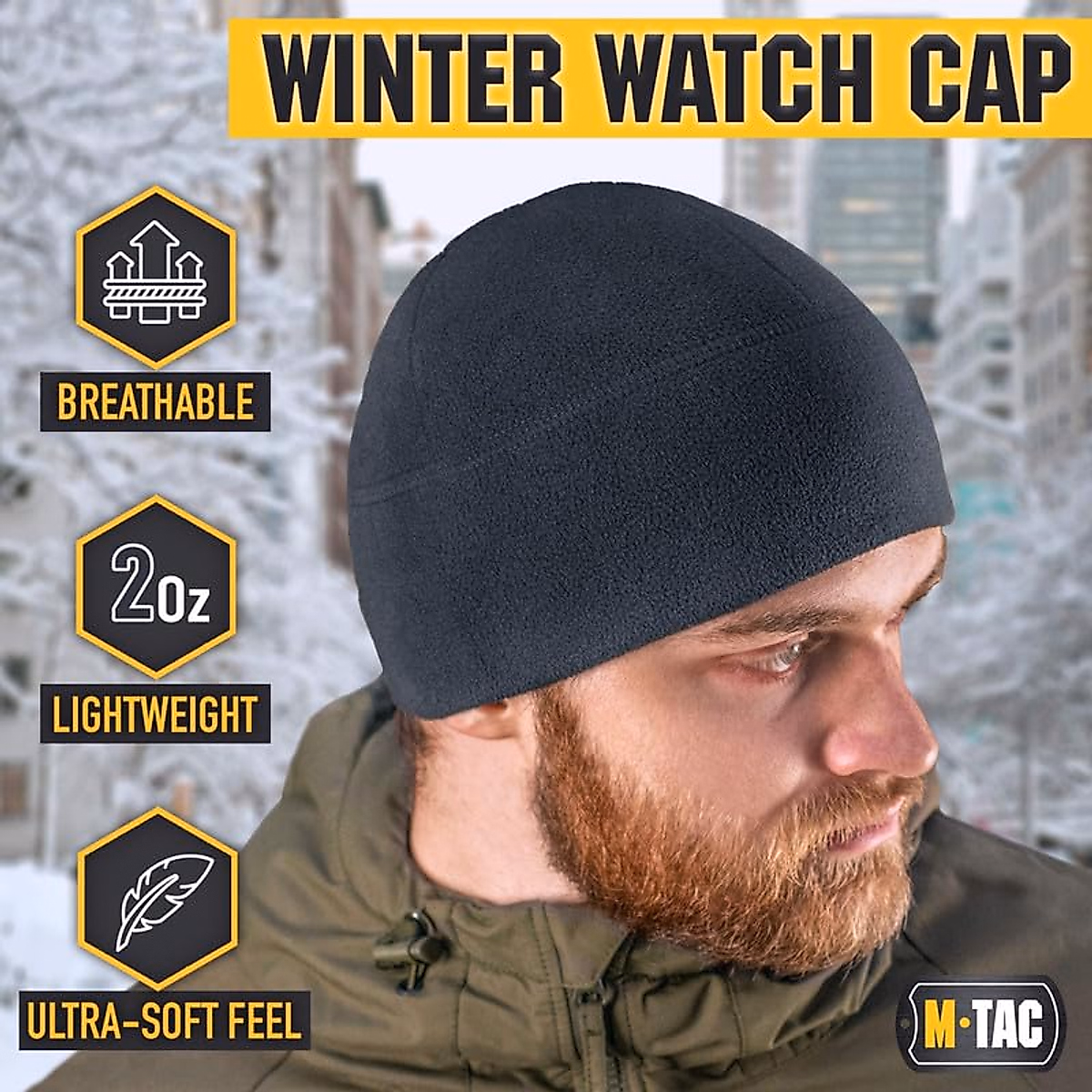 M-Tac Watch Cap Fleece Mens Winter Hat Military Tactical Skull Cap Beanie (Black, L)