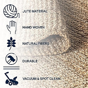JONATHAN Y NRF103A-5 para Hand Woven Chunky Jute with Fringe Area-Rug, Bohemian, for Bedroom, Kitchen, Living Room,5 X 8,Natural