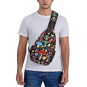 HGWQYHG Mushroom Sling Backpack,Colorful Mushroom Gifts Crossbody Bag For Women Men Sling Bag Travel Hiking Shoulder Chest Bag Daypack Unisex