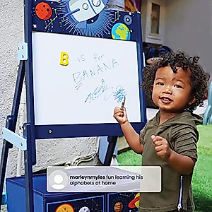 Delta Children Space Adventures Wooden Activity Easel with Storage - Ideal for Arts & Crafts, Drawing, Homeschooling and More - Greenguard Gold Certified, Blue