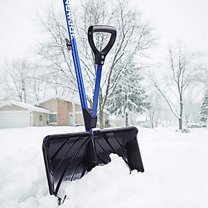 Snow Joe Shovelution SJ-SHLV01 18-in Strain-Reducing Snow Shovel w/ Spring Assisted Handle, Blue